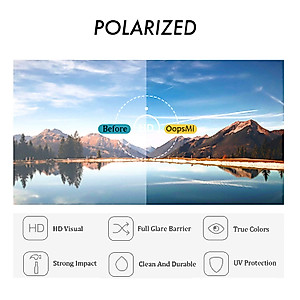 OopsMi Clip-on Sunglasses Polarized Unisex Anti-Glare Driving Glasses Flip Up Design For Prescription Glasses (Black Lens)