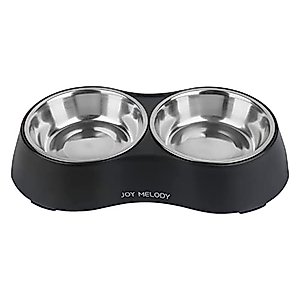 Joy Melody Cat Bowls with Stand for Food and Water, Anti-Slip Elevated Small Dog Dish, Anti-Flip Raised Pet Feeder, Dishwasher Safe with Microfiber Cloth