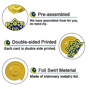 Tifeson Ramadan Mubarak Decorations Hanging Swirls - 36 Pcs Eid Mubarak Ceiling Foil Swirls for Eid Al-fitr Party Decorations Supplies