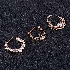 MODRSA Septum Rings Septum Piercings Septum Jewelry 16g Septum Ring Stainless Steel Septum Nose Rings Hoop for Men Women Rose Gold 8mm 10mm