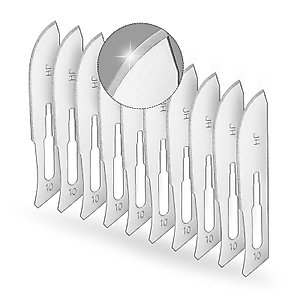KeyUnity KA00 10pcs #10 Knife Blades Replacement Utility Knife Blade for Arts & Crafts, Plant Cutting, Clay Modeling, Podiatry, Dermaplaning & More