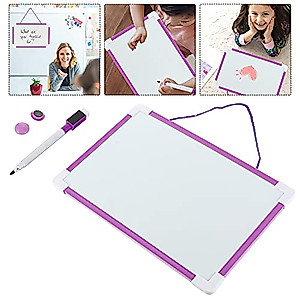 Operitacx Small Dry Erase Whiteboard, Magnetic White Board with Marker, Magnetic Hanging Whiteboard, Portable Mini Double Sided White Board for Drawing, Memo Board (Purple)