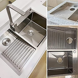 Bathroom Sinks Laundry Pool Balcony Household Stainless Steel Laundry Sink Wash Basin With Washboard Easy To Clean Double Sink Laundry Pool Gift ( Color : B , Size : 60*48*22cm )