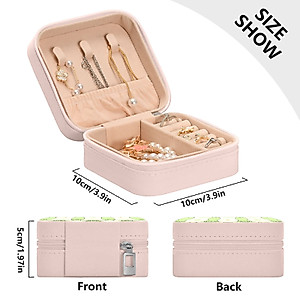 linqin Travel Jewelry Box Organizer Cute Frog Pattern Portable Jewelry Storage Box Case for Earring Rings Necklace Bracelets Accessories Gifts for Women Gis Wife Daughter