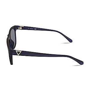 GUESS Men's Rounded Bottom Square Sunglasses, Matte Blue, 55mm