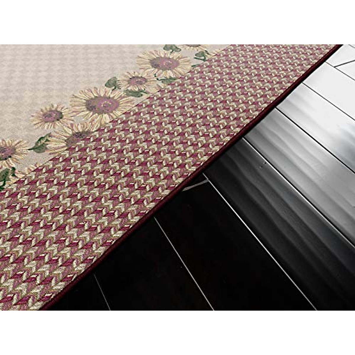 Brumlow MILLS Sunflower Braid Printed Pattern Rustic Floral Area Rug for Kitchen, Entryway, Bathroom Mat and Home Décor, 5' x 8', Sunset