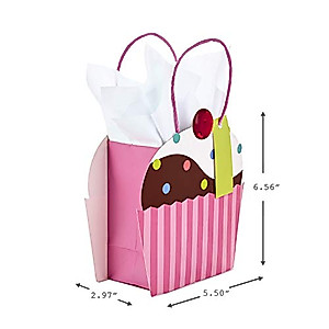 Hallmark 5" Small Gift Bag with Tissue Paper (Cupcake) for Birthdays, Mother's Day, Baby Showers, Bridal Showers, or Any Occasion