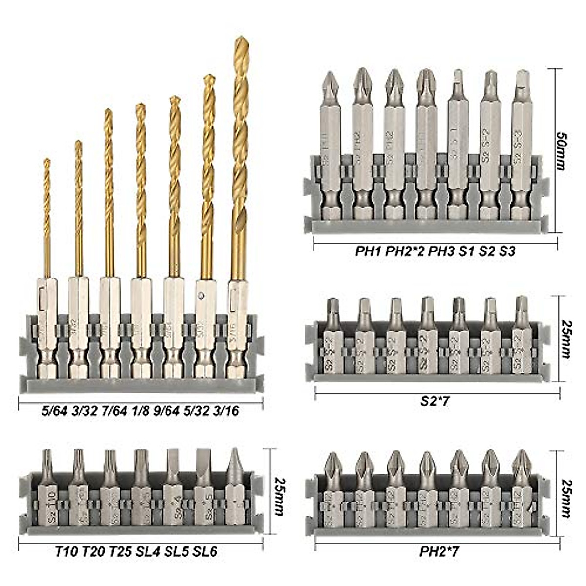 COMOWARE Impact Screwdriver Bit Set with Titanium Drill Bits - Quick Release Twist Drill Bit Set with Tough Case, Impact Driver Bit Set Total 35Pcs