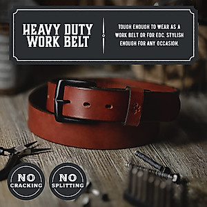 Main Street Forge All American Leather Belt | Made in USA | Men's Heavy Duty Work Belt | Brn-38