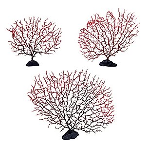 WDONAY Aquarium Coral Set Decoration, Simulation Coral Tree Decoration Resin Coral Tree (3 Models-S M L) Red 1 Pcs Each