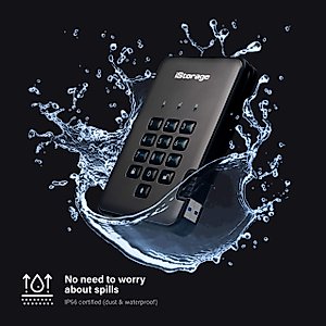 iStorage diskAshur PRO2 SSD 512GB Secure portable solid-state drive - FIPS Level 2 certified - Password protected, dust & water resistant, military grade hardware encryption IS-DAP2-256-SSD-512-C-G