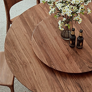 MAGIGO 27 Inches Black Walnut Wood Lazy Susan Organizer, Solid Wooden Round Turntable, Rotating Tray for Table Top/Counter Top