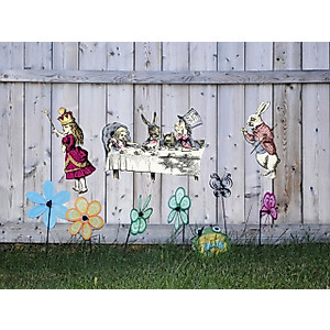 Alice in Wonderland Decor Tea Party Decorations Cardboard Cutouts 5PCS Double Sided Laminated (FivewithClock)