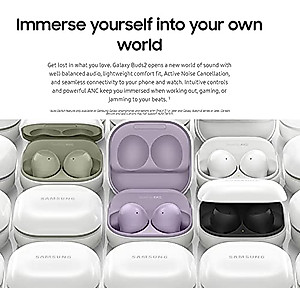 SAMSUNG Galaxy Buds2 True Wireless Earbuds Noise Cancelling Ambient Sound Bluetooth Lightweight Comfort Fit Touch Control, International Version (Graphite) (Renewed)