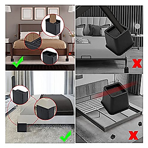 Tocawe Bed Risers 4 Inch Heavy Duty 8 Pack, Furniture Risers with Rubber Pads Supports Up to 6600 Lbs, Upgrade Rectangle Couch Risers L Shape for Sofas, Couch, Desk or Chair (Black)