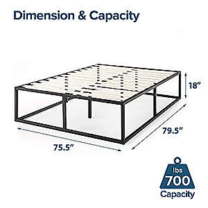ZINUS Joseph Metal Platforma Bed Frame / Mattress Foundation / Wood Slat Support / No Box Spring Needed / Sturdy Steel Structure, King