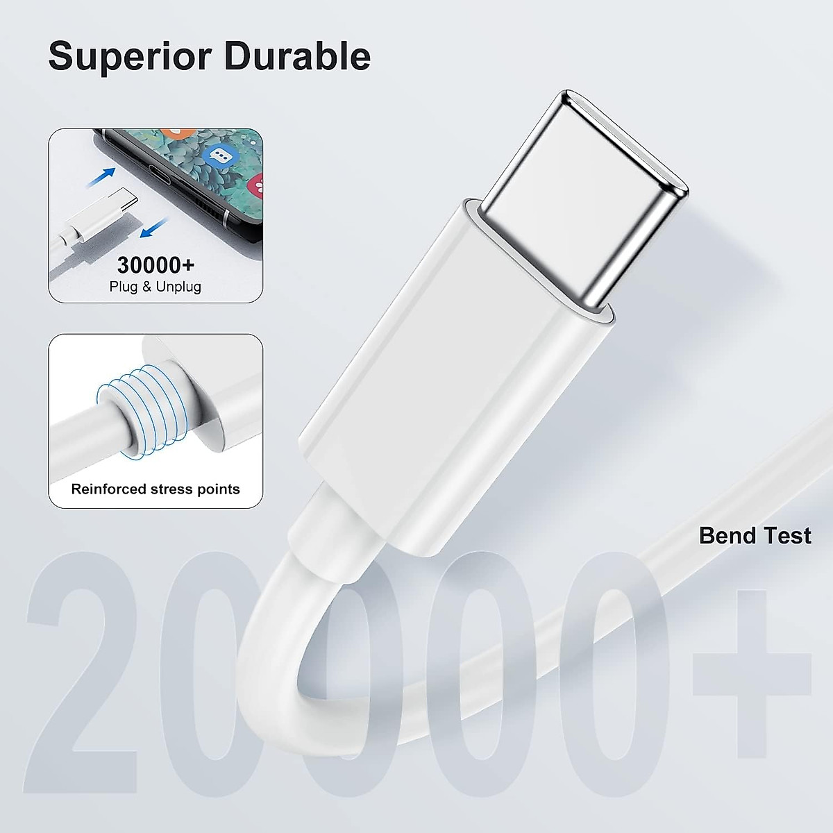 GKW iPhone 15 Plus Cord USB-C Cable 6ft Certified for iPad Air/iPad/iPad Pro/iPad Mini/iPhone 15 with USB-C Port,White 1Pack, GS-W20A0938