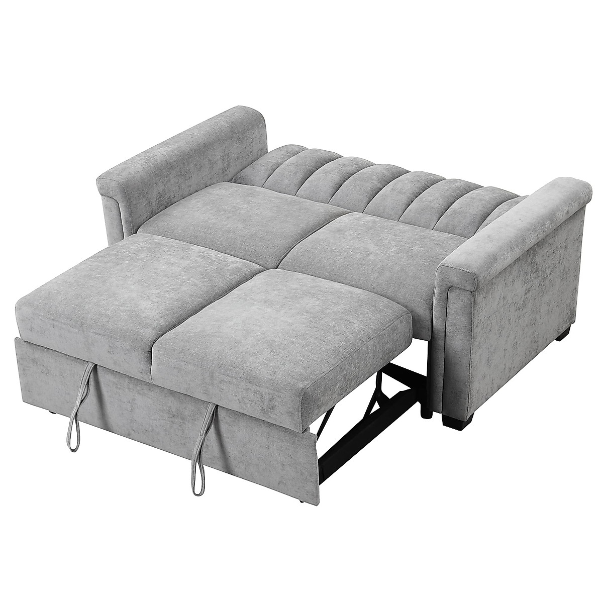 Merax Soft Cushion Convertible Sofa Pull Bed for Two People to Sit On, 2-Seater Upholstery Couch for Living Room Apartment, 61.40 inch Length, Grey