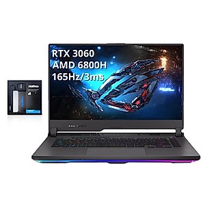 ASUS ROG Strix G15 Gaming Laptop, 15.6" WQHD 165Hz Display, AMD Ryzen 7-6800H, 16GB DDR5, 512GB SSD, RGB Backlit Keyboard, GeForce RTX 3060 6G, Win 11 Pro, WI-FI 6, Gray, 128GB Hotface Extension Set