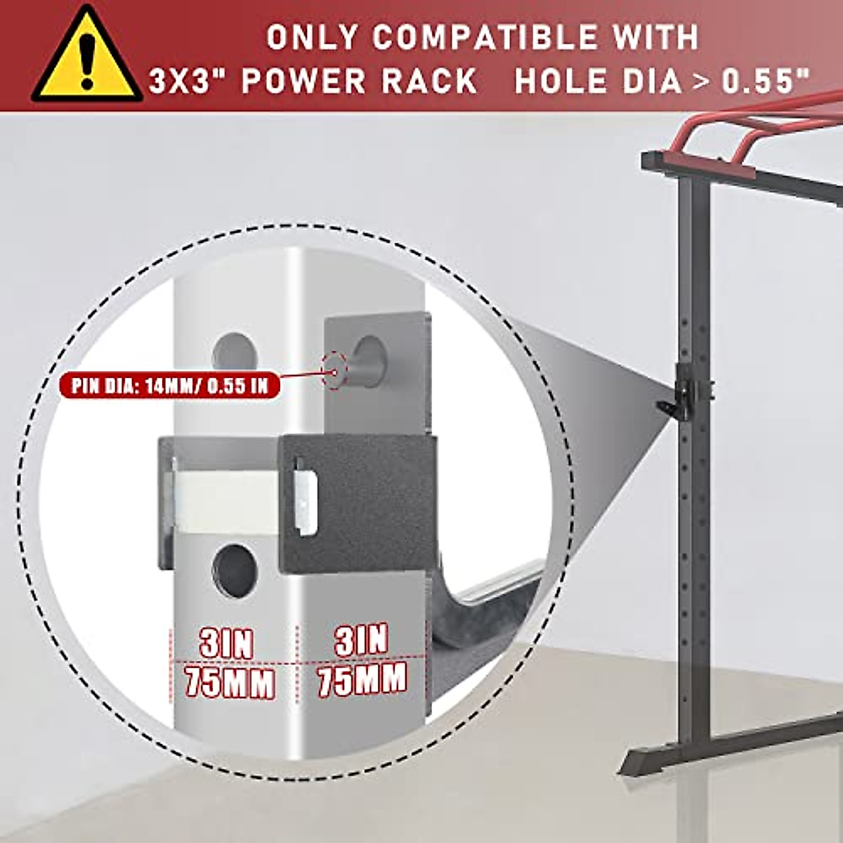 SYL Fitness J-Hooks for 3x3" Power Rack, Barbell Holder/Squat Rack Accessories J Cups