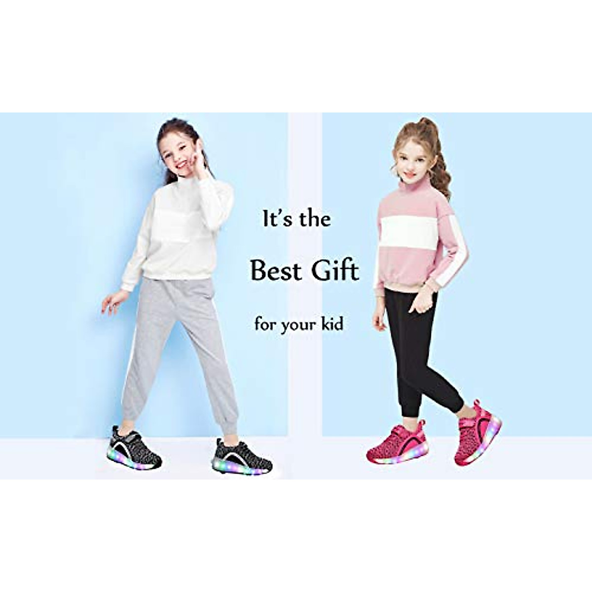 Nsasy Roller Shoes Girls Boys Wheels Sneakers Led Light up Sport shoes Roller Skates Best Gift