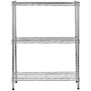 Amazon Basics 3-Shelf Adjustable, Heavy Duty Storage Shelving Unit (250 lbs loading capacity per shelf), Steel Organizer Wire Rack, Chrome, 23.2" L x 13.4" W x 30" H