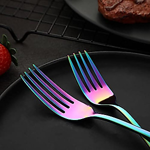 Rainbow Flatware Cutlery Silverware Set 20 Pieces, Stainless Steel Colorful Utensils, Tableware Set Service for 4, Include Knife/Fork/Spoon, Reusable, Mirror Polished, Dishwasher Safe