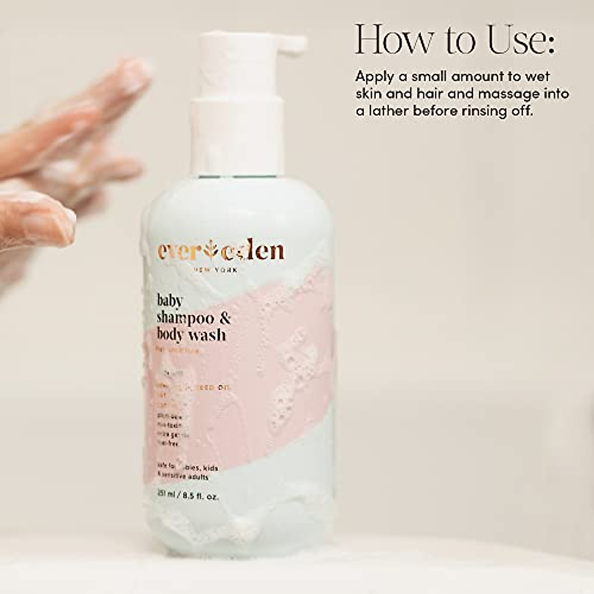 Evereden Baby Shampoo and Body Wash 8.5 fl oz. | Clean and Natural Baby Care | Non-toxic and Fragrance Free | Plant-based and Organic Ingredients