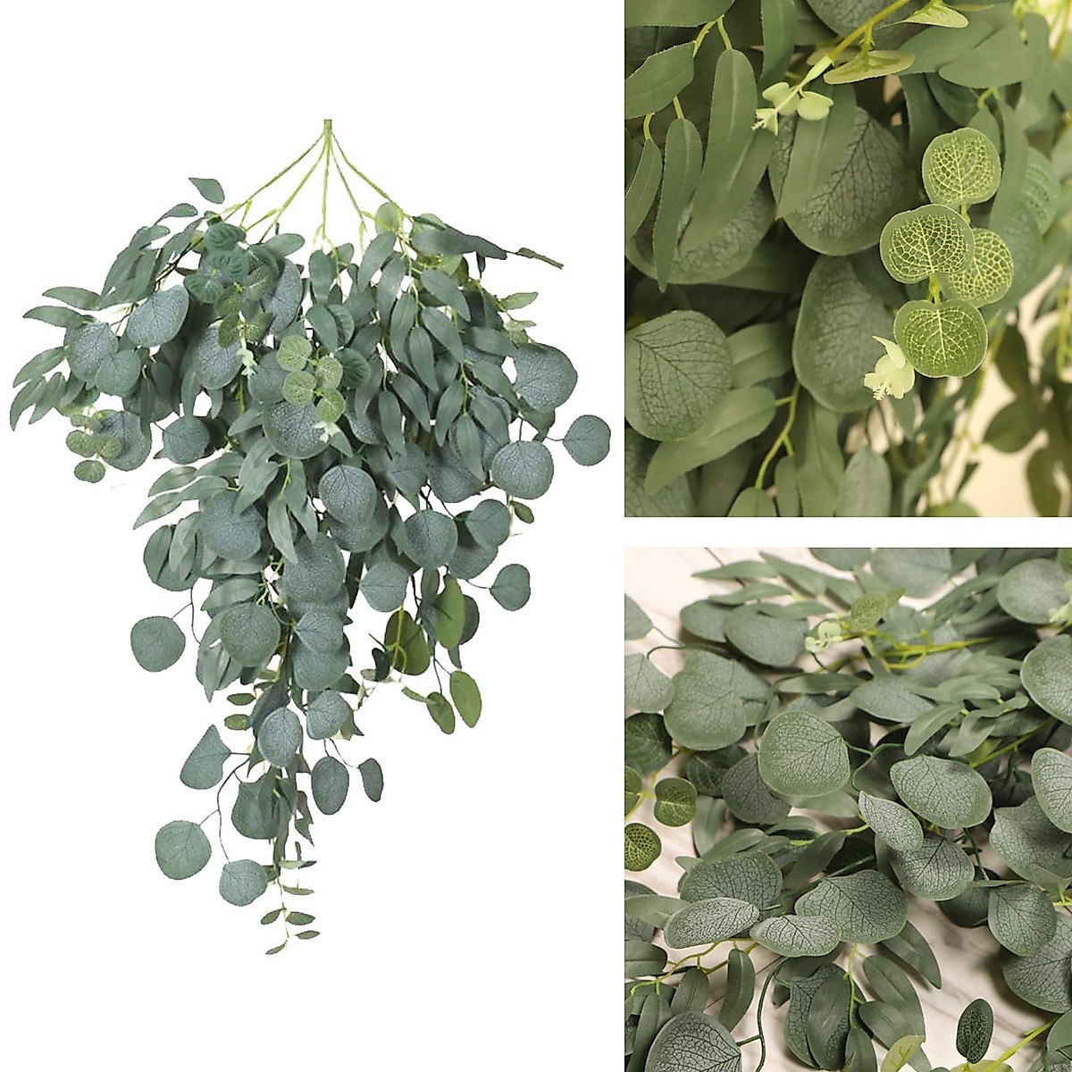 MOOVGTP Eucalyptus Swags, 31.5inch Artificial Hanging Eucalyptus Plants Green Eucalyptus Garland Eucalyptus Teardrop Swag Front Door Eucalyptus Flower for Home Garden Wedding Decoration