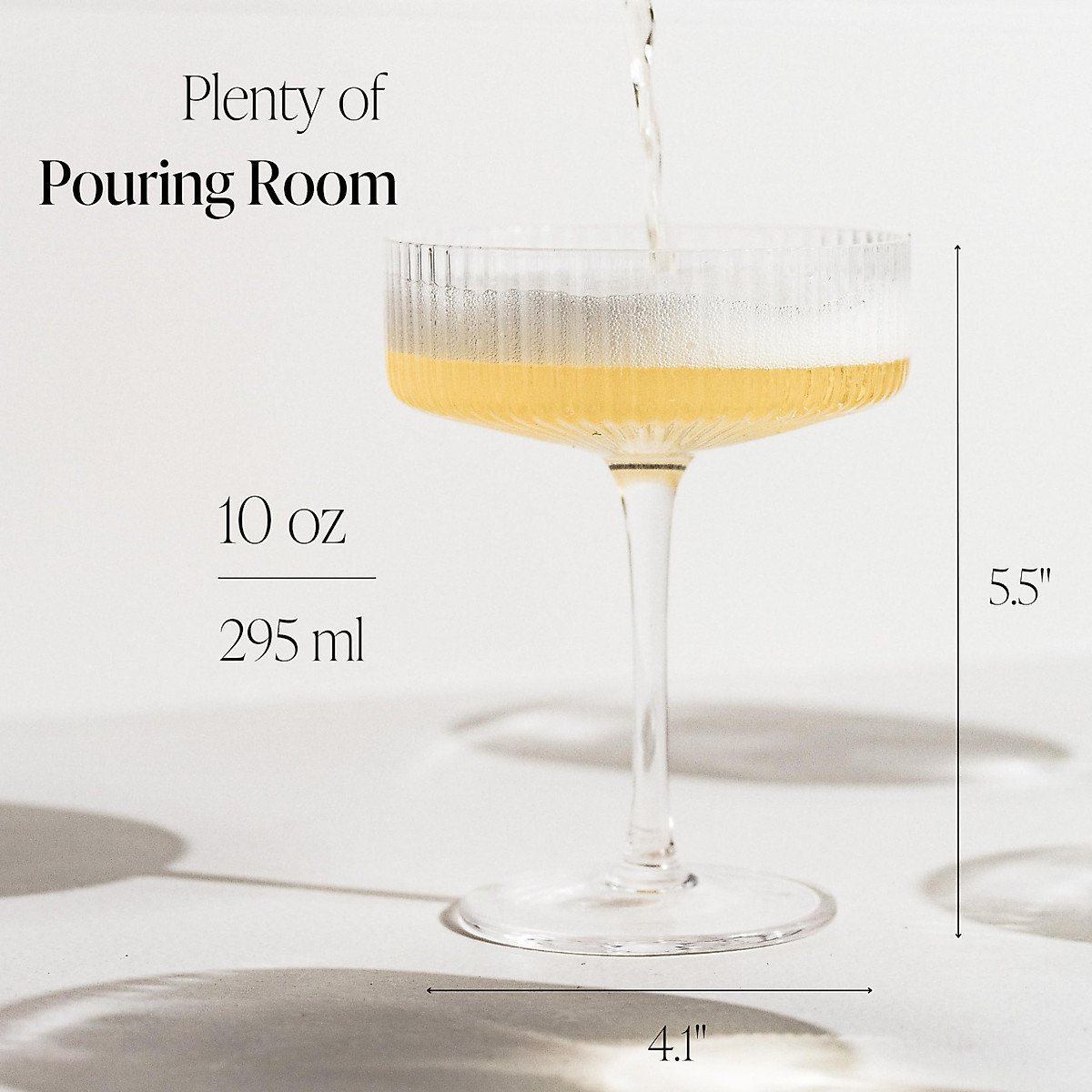 Siplett Luxe Champagne Coupe Glasses Set of 4 10 oz, Ribbed Martini Glasses with Gift Box, Vintage Champagne Glasses, Classic Cocktail Glasses with Stem