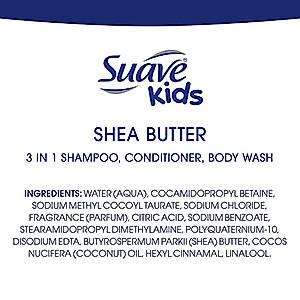 Suave Kids 3 in 1 Shampoo, Conditioner, Body Wash With Shea Butter for Moisture Soap That's Tear-Free 20 oz