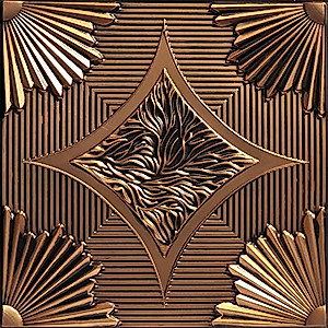 From Plain To Beautiful In Hours 201 Sunset Boulevard PVC 2' x 2' Lay-in or Glue-up Ceiling Tile, Pack of 25, Antique Gold, 25 Piece