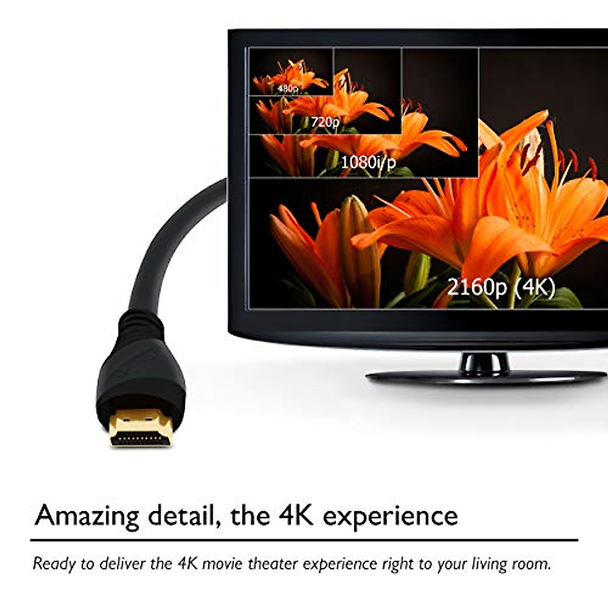 50 Ft HDMI Cable, GearIT Pro Series HDMI Cable 50 Feet High Speed Ethernet 4K Resolution 3D Video and ARC Audio Return Channel HDMI Cable, Black