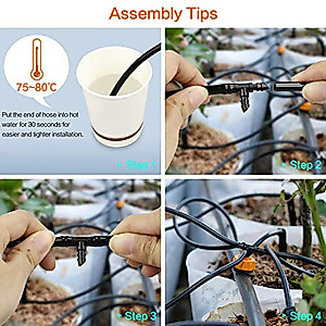 JOYPRO Drip Irrigation Fittings Kit for 1/4" Tubing, 130 Pieces Drip Line Connectors for Drip Systems - 60 Couplings, 40 Tees, 20 Elbows, 10 End Plugs - Drip Irrigation Parts for 1/4 Inch Drip Hose