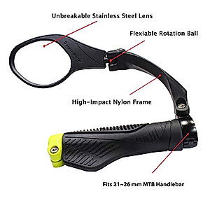 Hafny Handlebar Bike Mirror, Stainless Steel Lens Mirror, Bicycle Rearview Mirror, Safety Reflector, E-bike Mirror, Cycling Mirror, HF-MR081