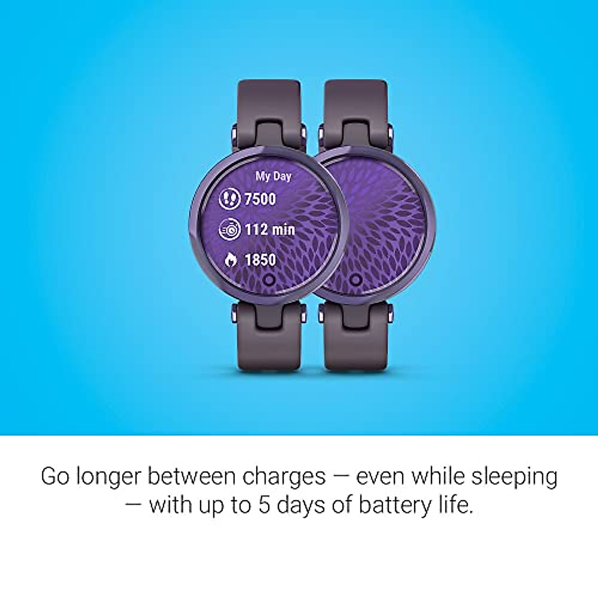 Garmin Lily™, Small Smartwatch with Touchscreen and Patterned Lens, Dark Purple , 1 inch