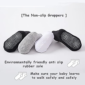 HLPHA Baby Non Slip Socks For Toddler Boys Girls,12 pairs Of Kids Cotton Socks For 0-5 Years (Black Soild，1-3T)