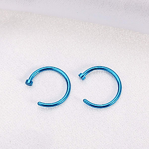 Generic 2 Pcs Unisex Surgical Steel Hinged Clicker Segment Nose Rings Hoop Helix Cartilage Earrings Titanium Steel Body Piercing Stud, Blue, 0.8 * 0.8 * 0.1 cm, WCXMI043160DZ16O2