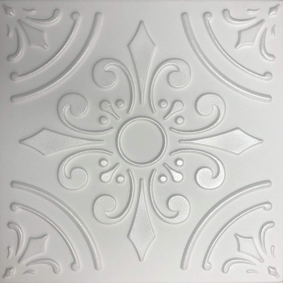 Decorative Foam Ceiling Tile - Harmony Design - 3D White Styrofoam Ceiling Tiles - ~20"x20"x0.40" (8)