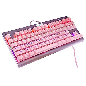 Granvela E-yooso Pink Z-77 Mechanical Keyboard | Aluminium Panel |Tactile Brown Switches | Rainbow LED Backlit | N-Key Rollover | 87-Key Tenkeyless | Hot Swappable