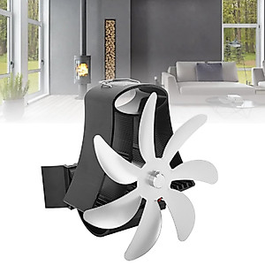 Wood Stove Fan 7 Blade Heat Powered Silent Motors Magnetic Wall Mount (Silver)