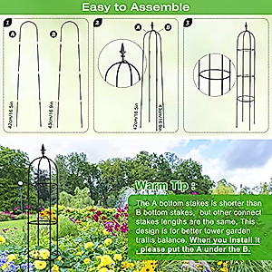 Garden Obelisk Trellis for Climbing Plants, Rustproof Plastic Coated Metal Plant Support, Garden Tower Trellis Indoor Potted Plant, Tomato Plant Cage for Support Rose, Vegetable Vines(2 Pack)