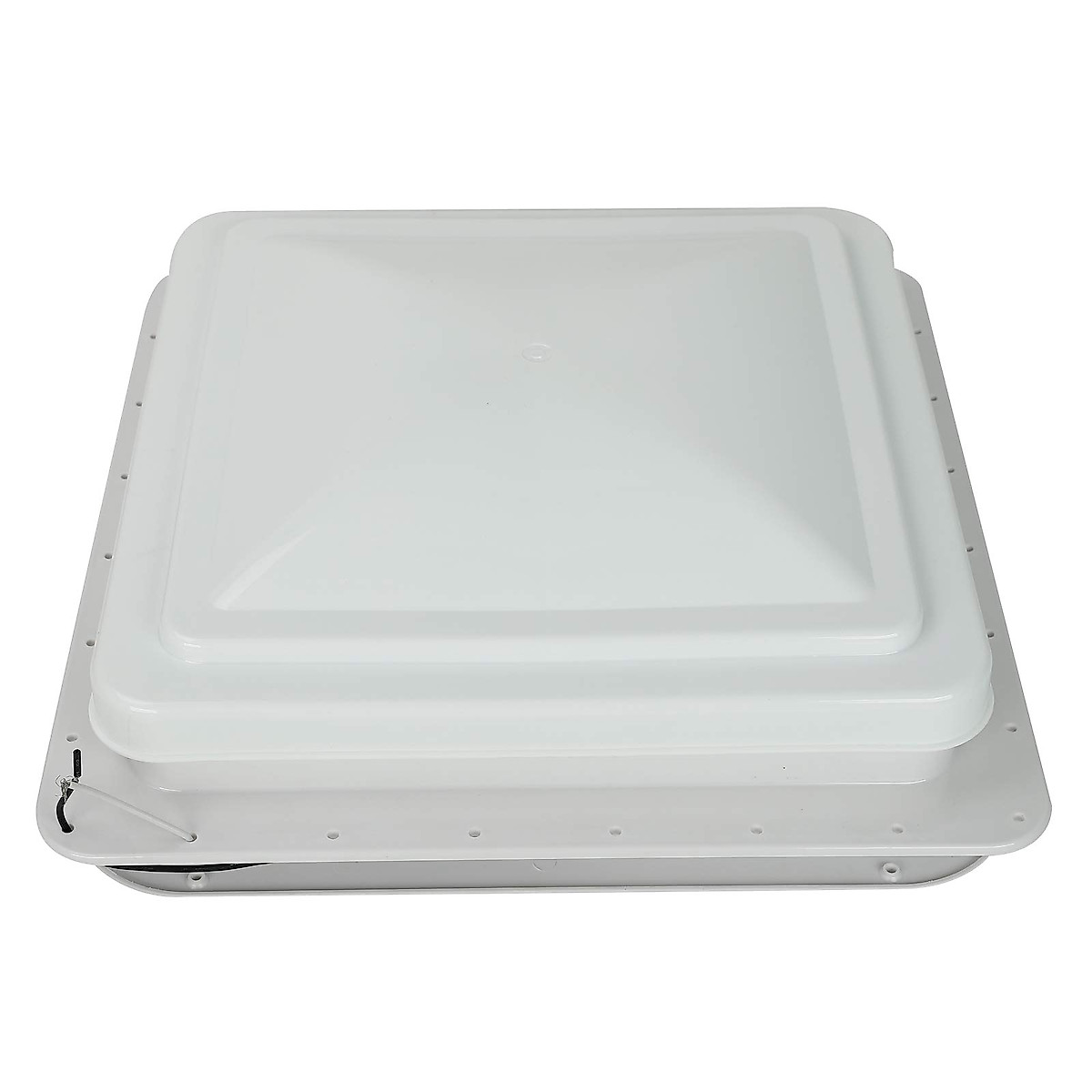 BLACKHORSE-RACING 14" RV Roof Vent Fit for Camper Trailer Universal White Lid Roof Vent with 12V RV Vent Fan 6" Blades White lid Inner for Garnish Ring