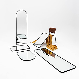 Minuover Bathroom Vanity Mirror for Wall, Brushed Black Metal Framed Large Rounded Corner Rectangular Mirror, Hangs Vertically or Horizontally (30" x 40", Black)