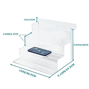 ihomecooker Acrylic Stands for Display,4 Tier Clear Cupcakes Perfumes Cologne Funko Pop Figurines Display Stand Risers Shelf for Decoration and Organizer(2pack,12 x 9 INCH)