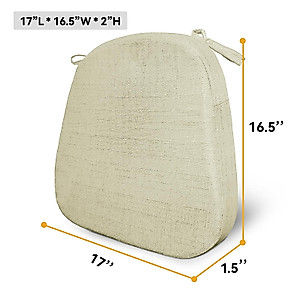 KONROBIN Chair Cushion with Ties for Dining Chairs Memory Foam Thick Kitchen Chair Pad 17" x 16.5" x 2"Set of 2,with Machine Washable Cover Seat with Zipper Indoor Chair for Room,Office etc-Beige