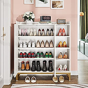 LITTLE TREE Shoe Storage Cabinet with Doors, 20 Pairs Entryway Shoe Organizer Cabinet with Adjustable Shelves, Multipurpose Storage Cabinet