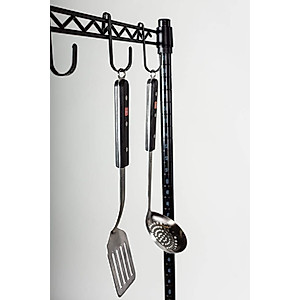 Omega 18" Deep x 42" Wide x 74" High Deluxe Black Bakers Rack with Top Shelf & Butcher Block