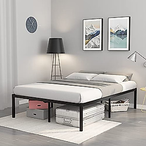 Weehom King Bed Frame 14 Inch Metal Platform Bed Frames No Box Spring Needed, Mattress Foundation, Heavy Duty Steel Slat Support, Large Underbed Storage Space, Easy Assembly, Black