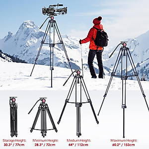 miliboo Heavy Duty Tripod for Camera,Video Tripod with Fluid Head,Aluminum Heavy Duty Tripod for Camera,Maxload 22lbs with Mid-Level Spreader(MTT601A)